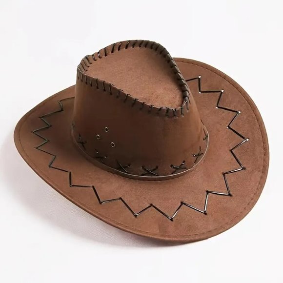 Accessories | Big Brim Brown Suede Western Cowboy Hat Bohomian New ...